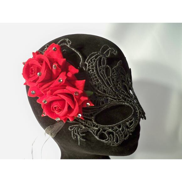 treasuresbyevieus.etsy.com | Accessories | Black Lace Mask W Roses Lace ...
